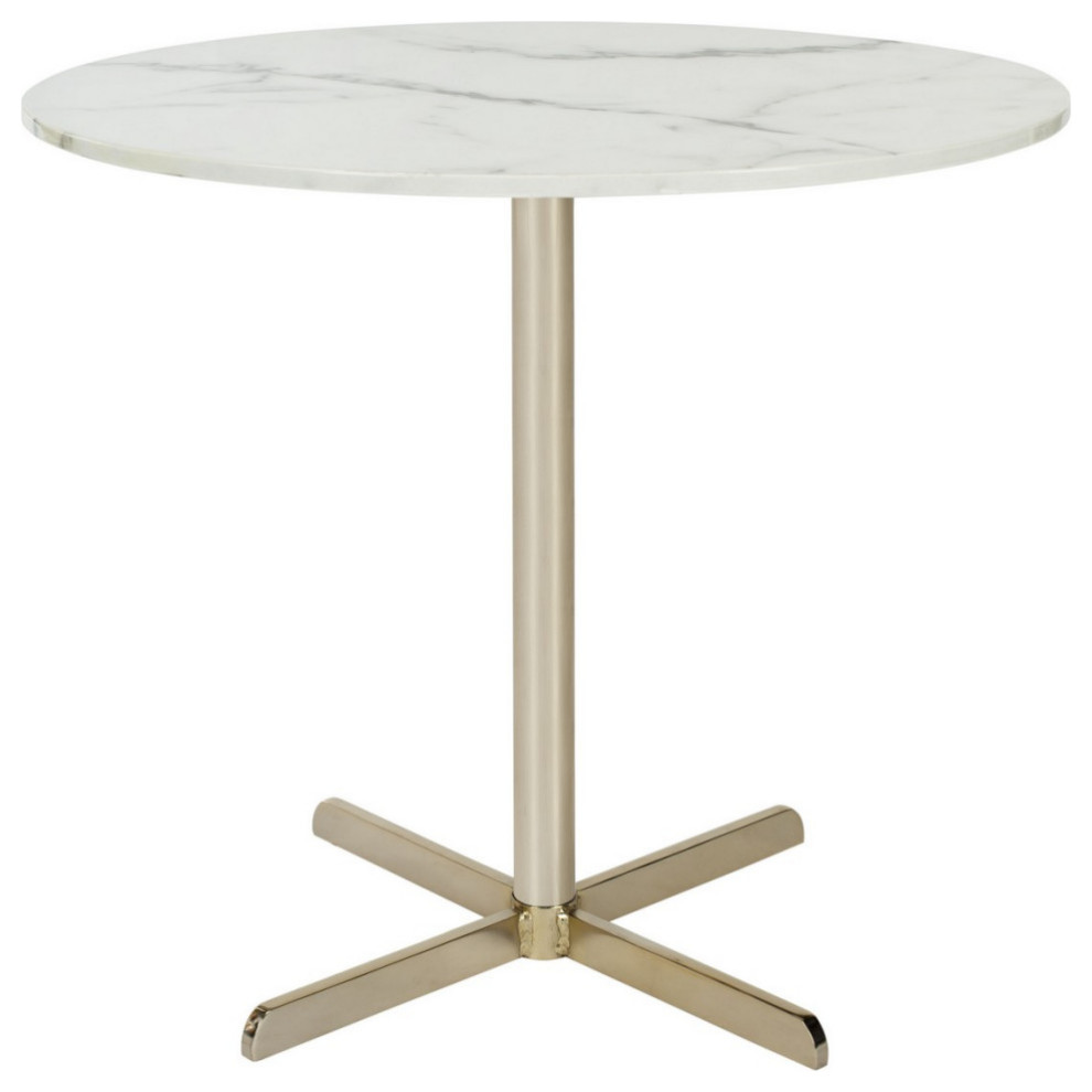 Haben Round Side Table White Marble/Brass - Contemporary - Side Tables ...