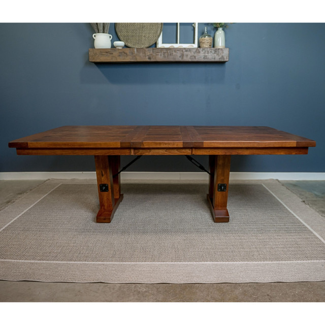 Holbrooke Extendable Rustic Cherry Dining Table, 54x78, 2 Middle Leaves - Industrial - Dining ...