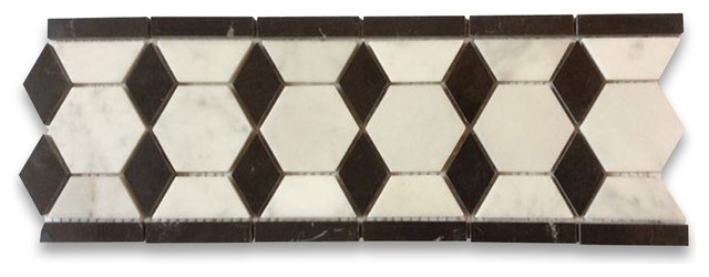 Carrara White Marble Hexagon Mosaic Border Listello Tile Honed 2", 1 ...