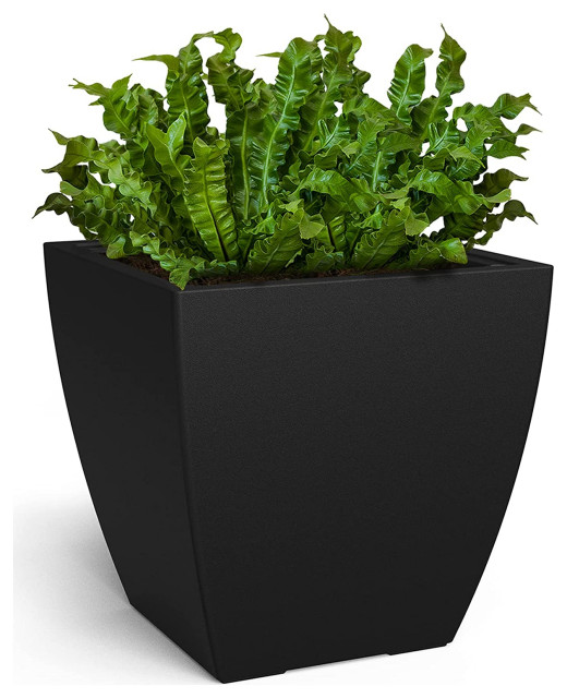Modern Planter, Molded Plastic Construction With Overflow Drainage Hole ...