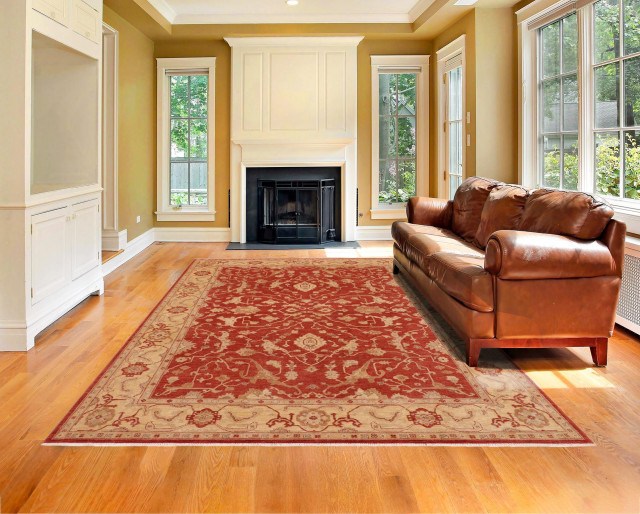 Oriental Ziegler Lucienne Red Beige Hand-Knotted Wool Rug - 8'6'' x 11 ...