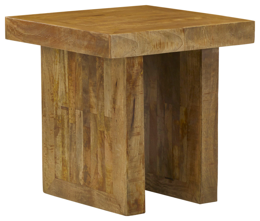 24" Square Rustic Reclaimed Wood Planks End Side Accent Table Lorna - Rustic - Side Tables And ...