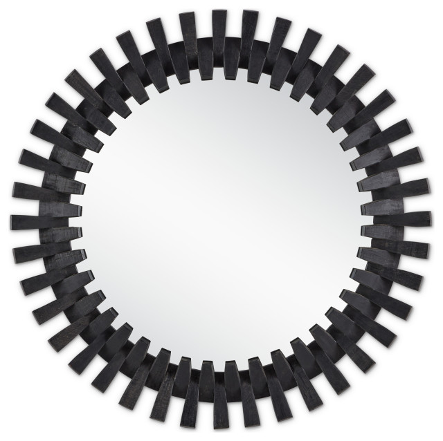 Diza Round Black Mirror - Wall Mirrors - by Currey & Company, Inc. | Houzz