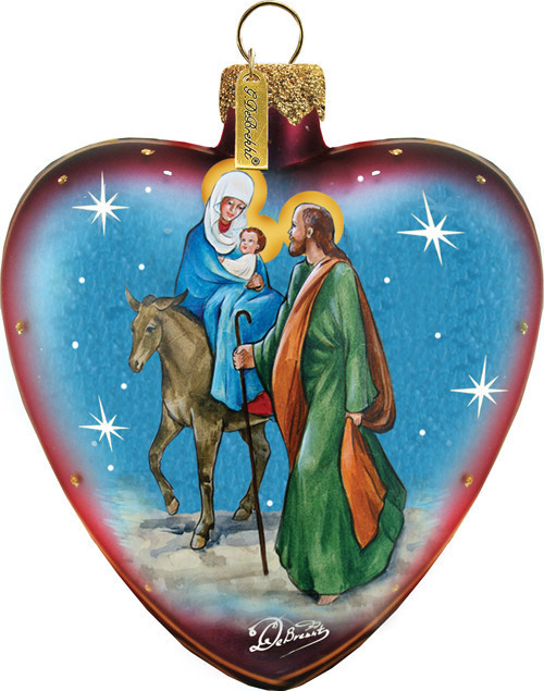Hand Painted Scenic Glass Ornament Nativity Heart - Traditional ...