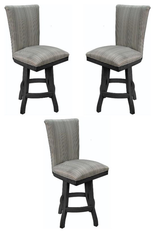 Home Square 26" Swivel Wood Counter Stool in Natural Fun & Gray - Set ...