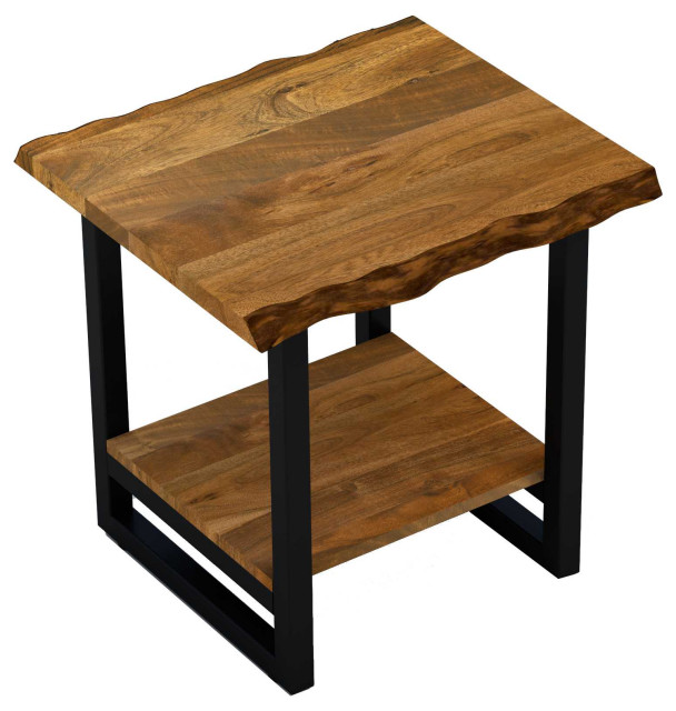 Modern Rustic Live Edge Acacia Wood End Table - Industrial - Side Tables And End Tables - by ...