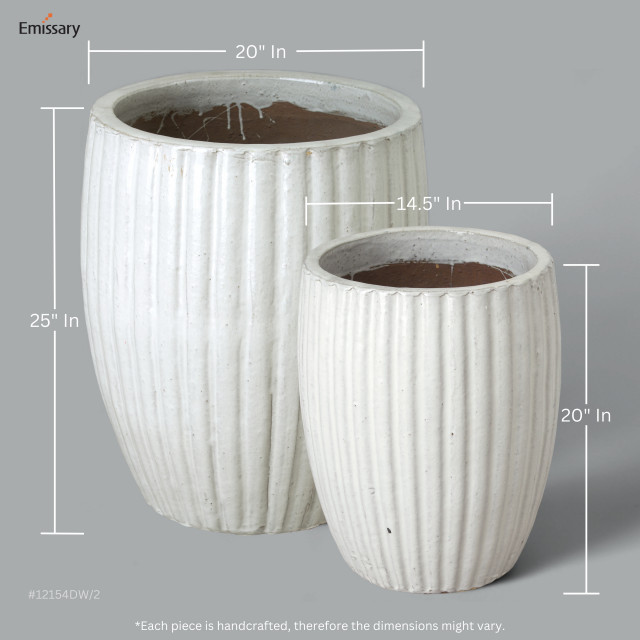 Ridges Planter, Distressed White 16x20 - Farmhouse - Indoor Pots And ...