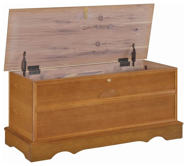 Bowery Hill Rectangular Traditional Wood Cedar Chest in Natural Honey ...