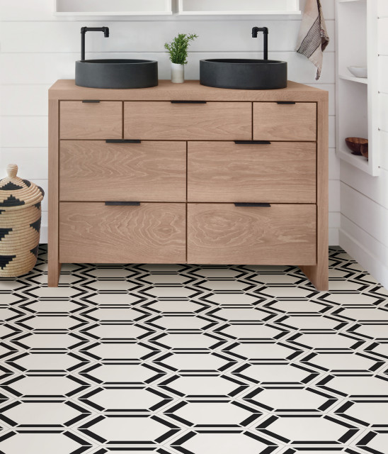 Coltrane Peel & Stick Hexagon Floor Tiles, Box - Contemporary - Wall ...