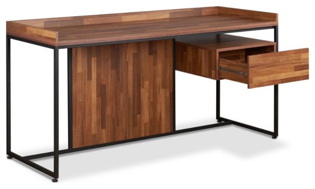 Acme Sara Writing Desk Walnut and Sandy Black Finish - Industrial ...