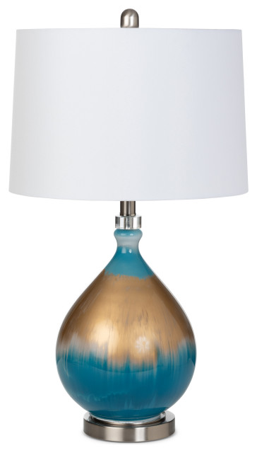 Jasmine 27" Gold/Blue Glass Table Lamp, Set of 2 - Contemporary - Lamp ...