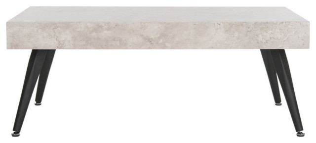 Derick Rectangular Midcentury Modern Coffee Table, Light Gray/Black ...