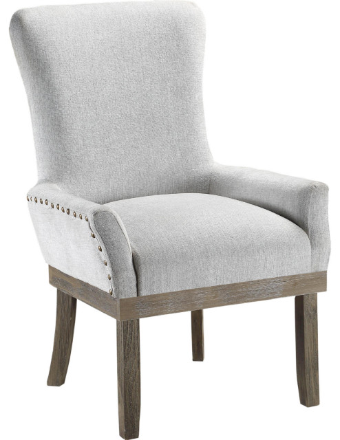 Linen Arm Chair, Gray Finish - Farmhouse - Dining Chairs - by Simple ...