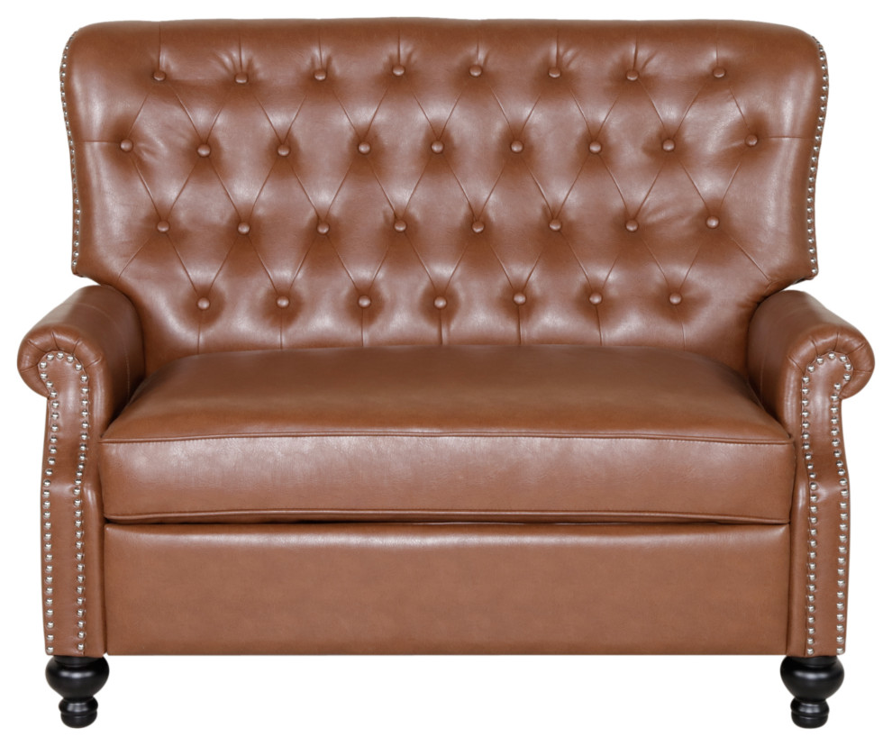 Belknap Faux Leather Tufted Oversized Recliner, Nailhead Trim ...