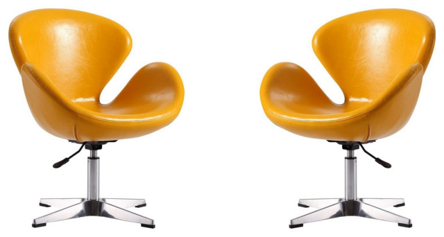 Raspberry Yellow and Polished Chrome Faux Leather Adjustable Swivel ...