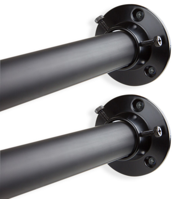 1" Adjustable 48-84" Room Divider/Closet Rod, Rod and Socket Set, Black ...