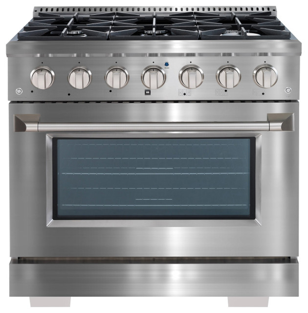 Ancona 36" 5.2 cu. ft. Dual Fuel Range, Stainless Steel - Contemporary ...