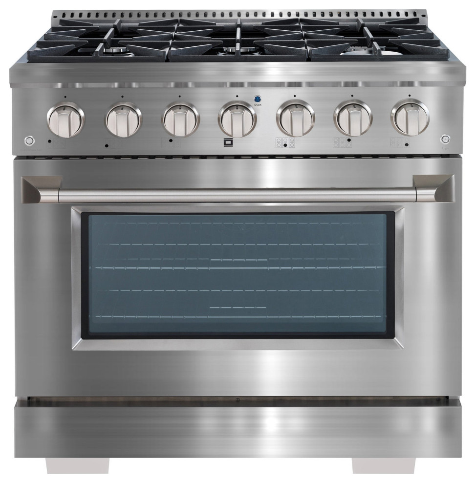 Ancona 36" 5.2 cu. ft. Dual Fuel Range, Stainless Steel - Contemporary ...