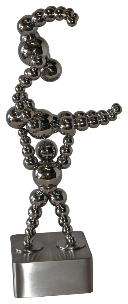Modern Art of Acrobat Couple in Action Chrome Balls Statue Size: 6" x 8 ...