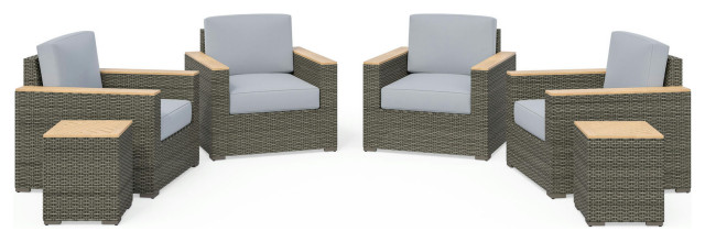 Boca Raton Outdoor Side Table Pair and Four Arm Chairs By Homestyles ...