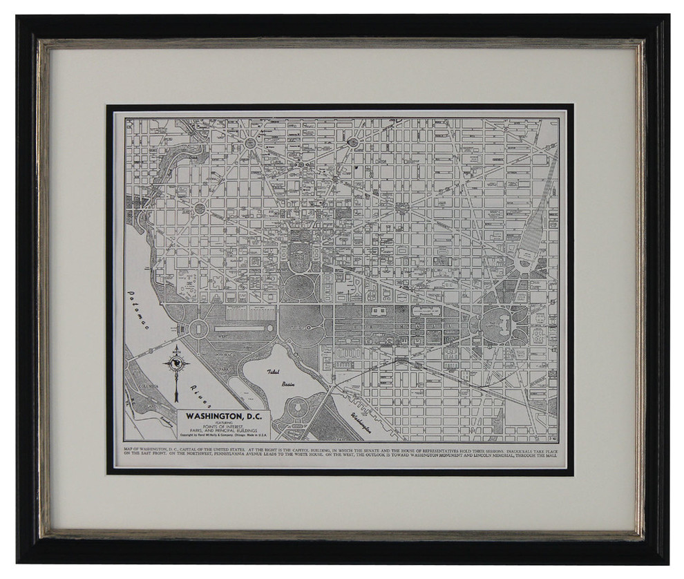 Vintage Washington, DC Map, Framed Original Washington, DC Map ...
