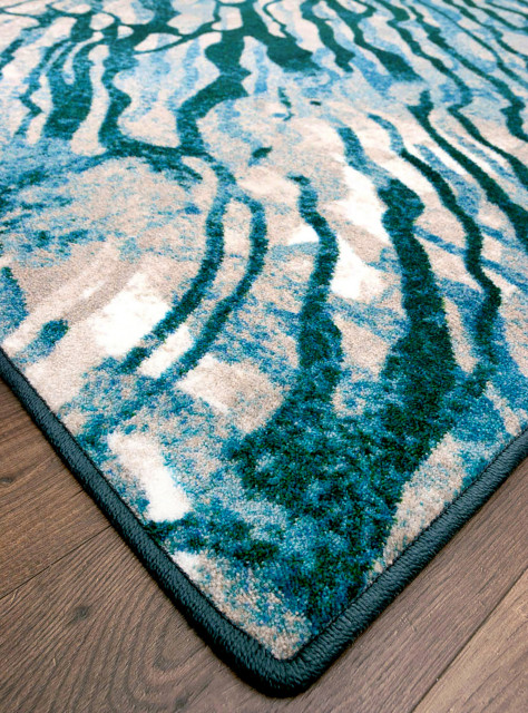 Sea Dive, Aqua, 8' Round, 8' Round - Contemporary - Area Rugs - by ...