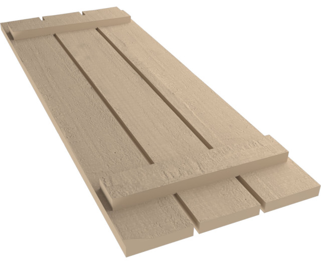 Rustic 3 Board Spaced B-N-B Faux Wood Shutters, 17.5x28" - Rustic ...