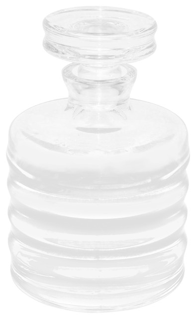 Luxe Designer Ribbed Glass Decanter | Hand Blown Round Vintage Style ...