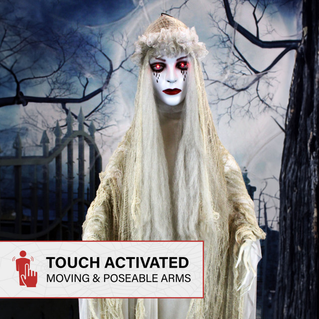 Life-Size Animatronic Ghost Bride, Indoor/Outdoor Halloween Decoration ...
