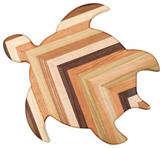 Large Wood Sea Turtle Serving Board USA Made 16x15 Ocean Coastal Maple ...