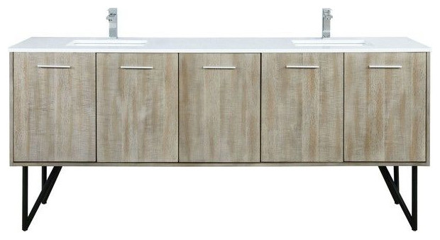 Lancy Modern 80" Rustic Acacia Double Sink Bathroom Vanity - Farmhouse ...