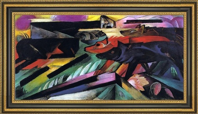 Franz Marc The Wolves (also known as Balkan War) - 14" x 28" Framed ...