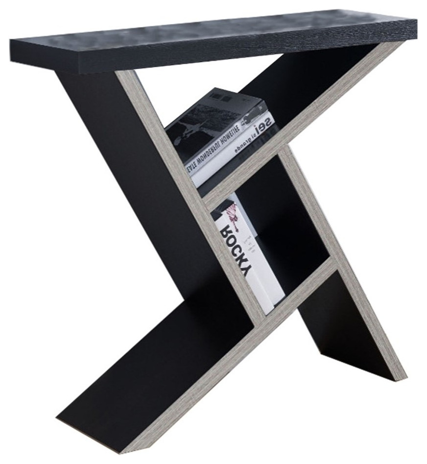 Unique Designed Console Table With Shelf Dark Brown and Light Brown ...