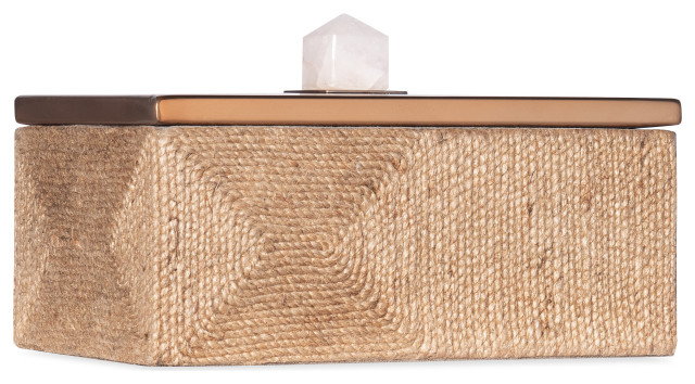 Natural Rope Box With Rose Quartz Pyramid Handle Large - Beach Style ...