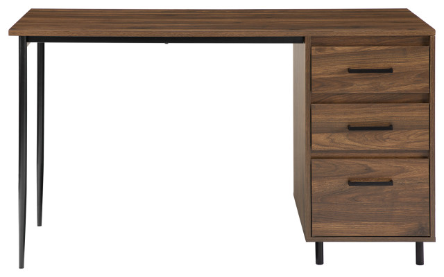 Ingrid 52" 3 Drawer Desk - Dark Walnut - Industrial - Desks And Hutches ...