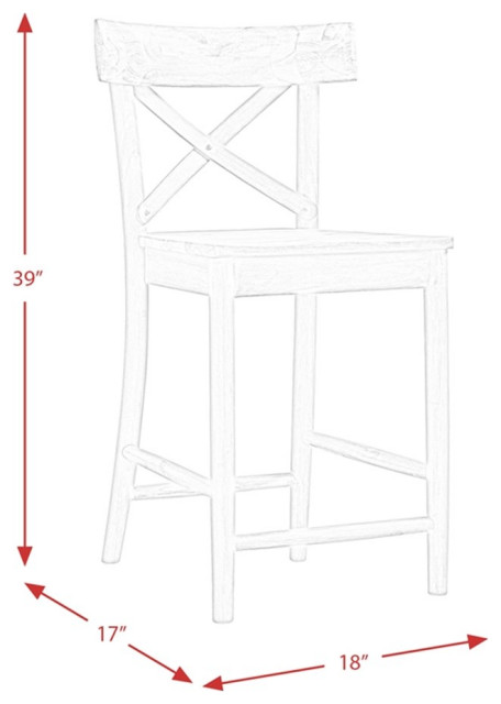 Home Square 2 Piece Rustic Solid Wooden Counter Height Stool Set in ...