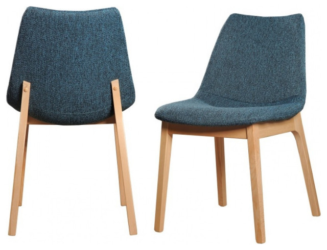 Set of Two Blue Fabric Dining Chairs - Midcentury - Dining Chairs - by ...