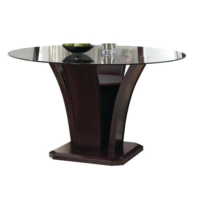 Benzara Impressive Dining Table With Pedestal, Espresso Brown ...