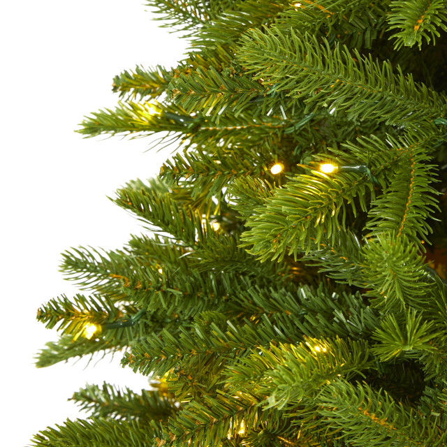 6' Sierra Spruce Natural Look Faux Xmas Tree W/ Clear Lights & Bendable ...