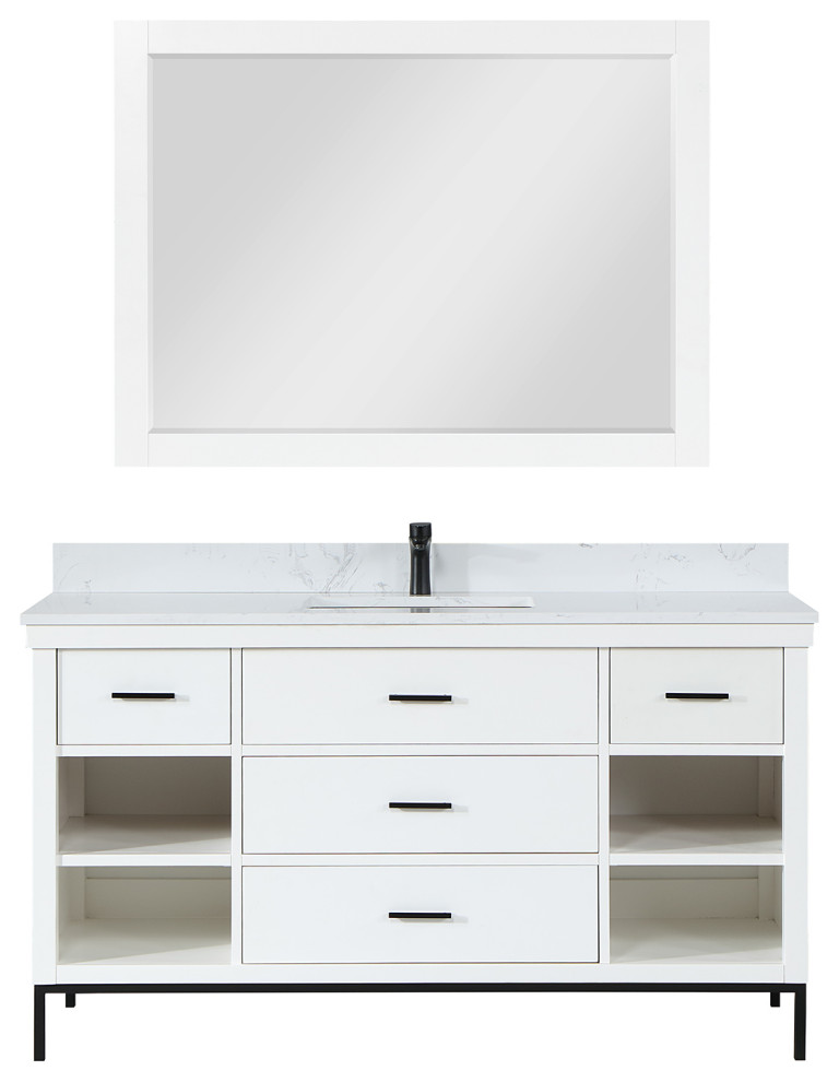 Kesia White Bathroom Vanity Set - Transitional - Bathroom Vanities And ...