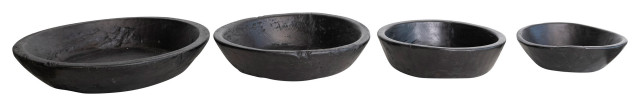 Decorative Reclaimed Wood Nesting Bowls, Set of 4 Sizes, Black ...