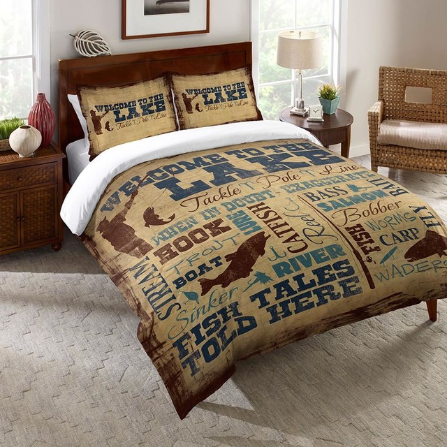 Laural Home Welcome to the Lake Comforter Sham, Standard - Rustic ...