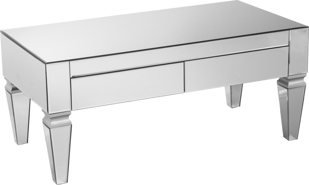 Darien Contemporary Mirrored Rectangular Cocktail Table - Contemporary ...