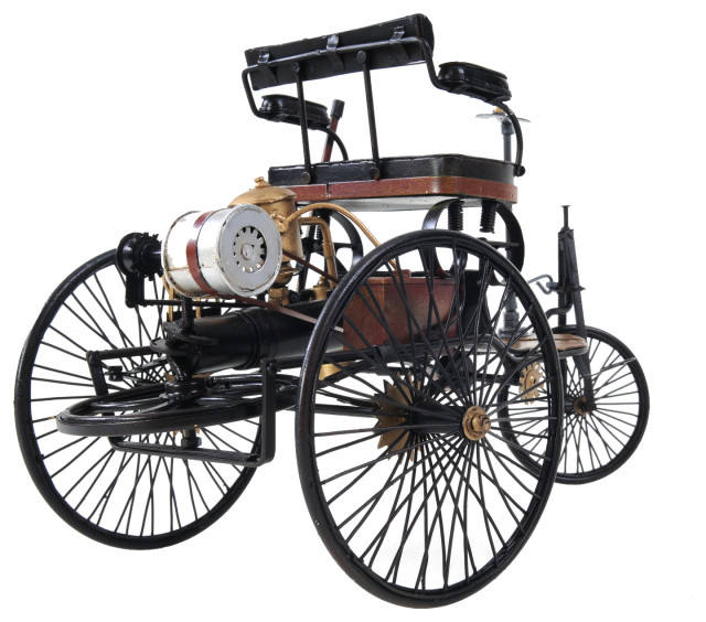 1886 YELLOW & BLACK BENZ CAR Collectible Metal scale model Benz car ...