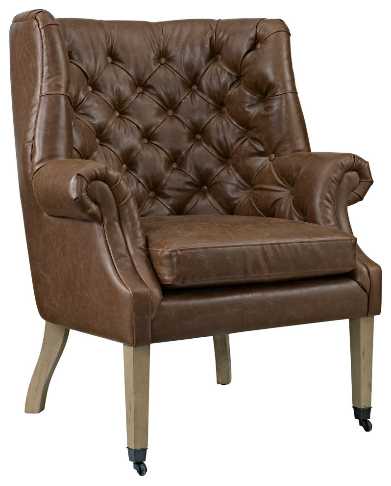 Chart Upholstered Vinyl Lounge Chair EEI-2147-BRN - Transitional ...
