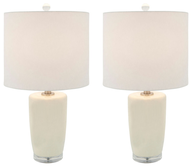 S/2 Ceramic 25" Table Lamps, Cream - Transitional - Lamp Sets - by ...
