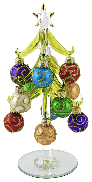 Christmas Glass Tree Multi-Colored Balls Glass Star Mirror Glittered ...