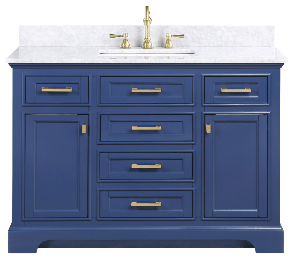 Milano Single Vanity, Blue - Transitional - Bathroom Vanities And Sink ...