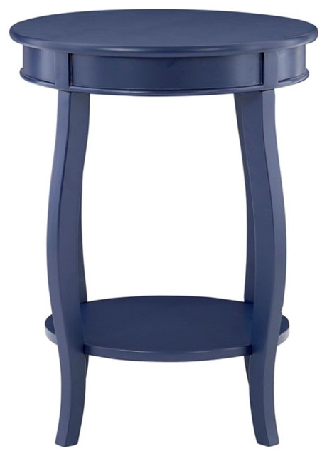 Linon Wren Wood Accent Side Table with Tapered Legs and Shelf in Navy ...