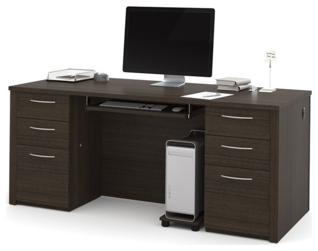 Bestar Embassy 71" Executive Desk in Dark Chocolate - Transitional ...